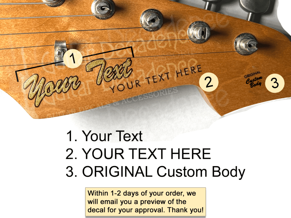 Custom Silk Screen Printed Metallic Guitar Waterslide Decals - Guitar ...