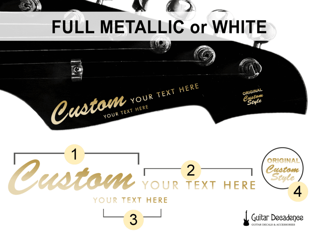 Custom Guitar Waterslide Decals For Black Or Dark Headstocks - Screen ...